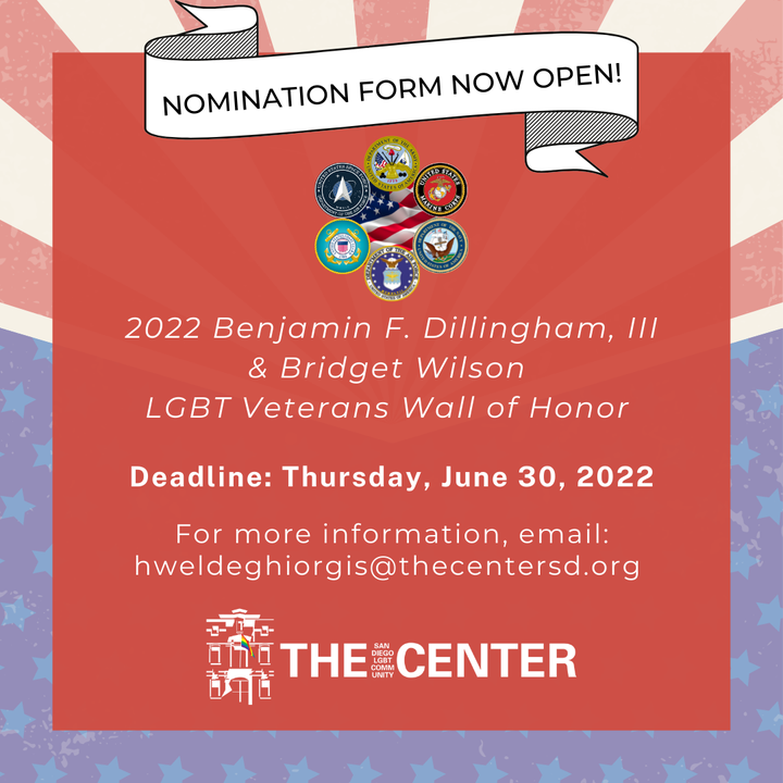 Lgbt Center San Diego On Twitter πΊπΈπ³οΈβππ³οΈββ§ Nominate An Lgbtq Veteran