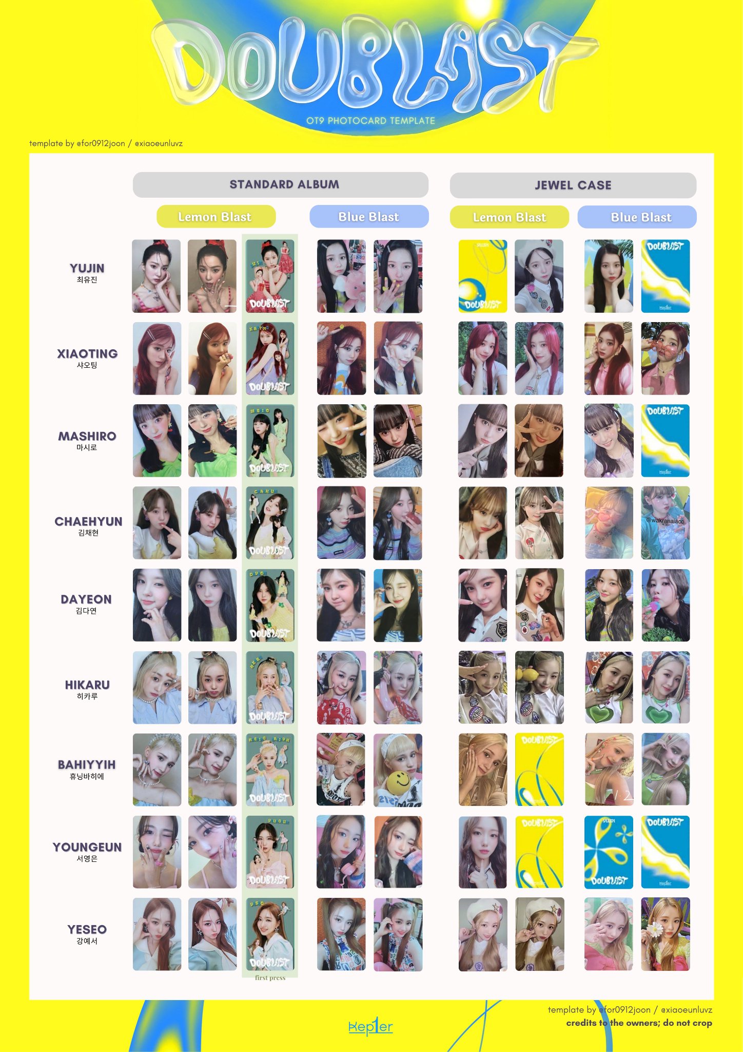 b / wing wing 💚💖 on Twitter: "#KEP1ER DOUBLAST 케플러 포카 OT9 Photocard PC Template / Preview ...