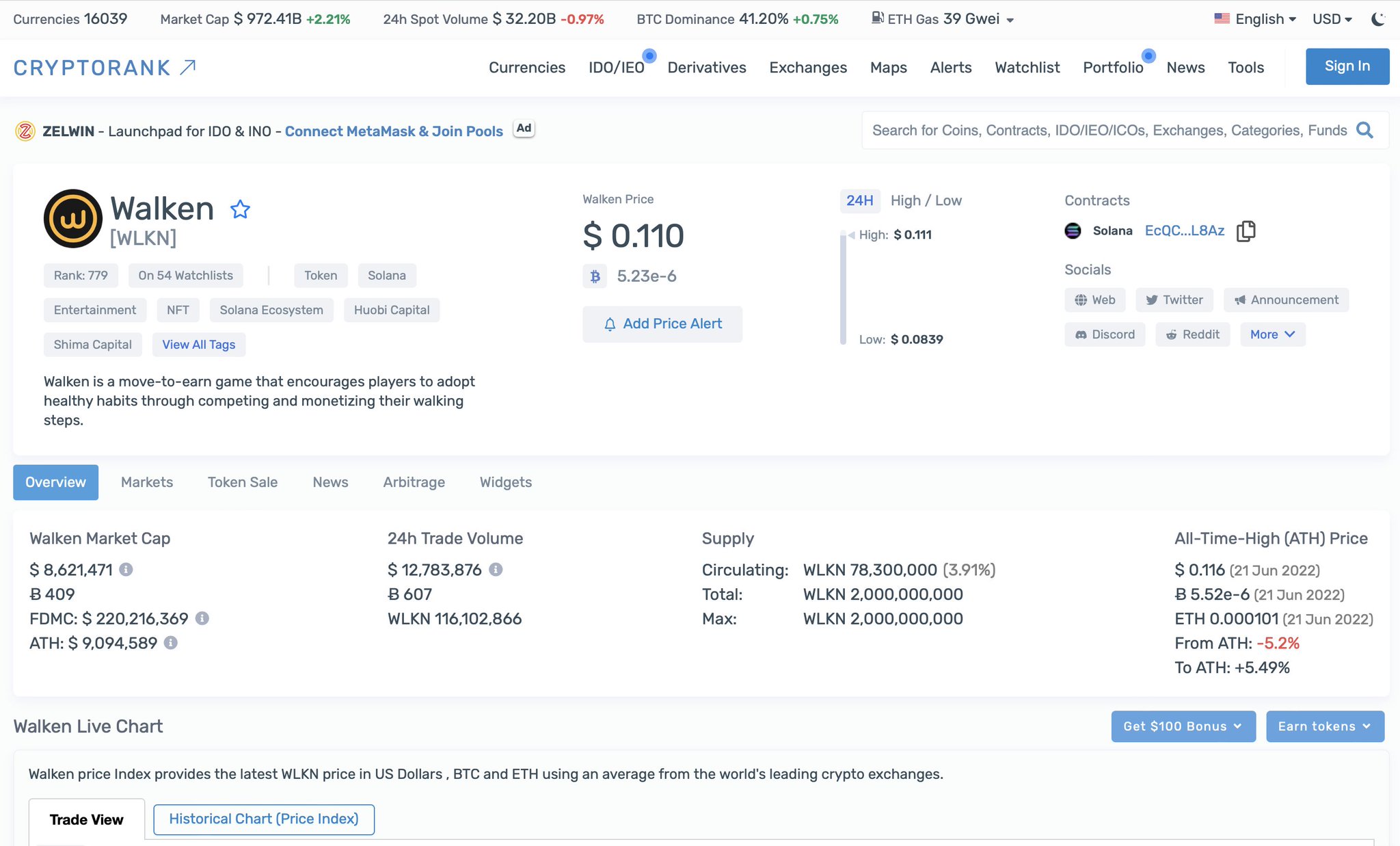 Walken - PUBLIC BETA is live! on Twitter: "😃🎉Walken ($WLKN) is live on CryptoRank! https://t.co ...