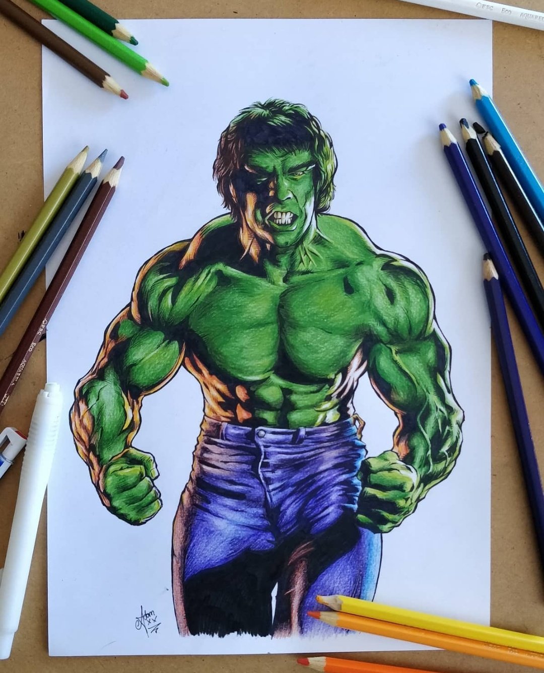Hulk Drawing In Pencil Color