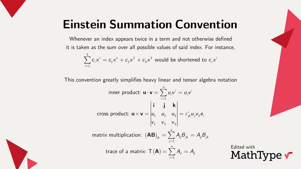 MathType on Twitter: "The Einstein summation convention is a notation ...
