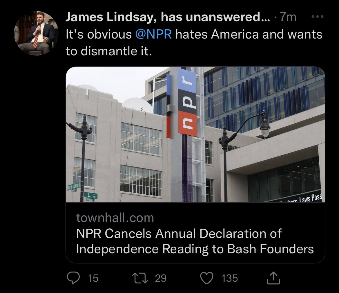 James Lindsay claims NPR hates America and wants to dismantle it ...