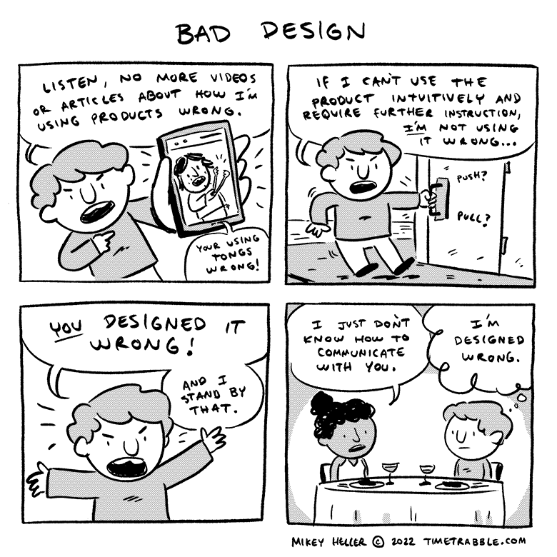 「i drew a comic about bad design 」Mikey Hellerの漫画