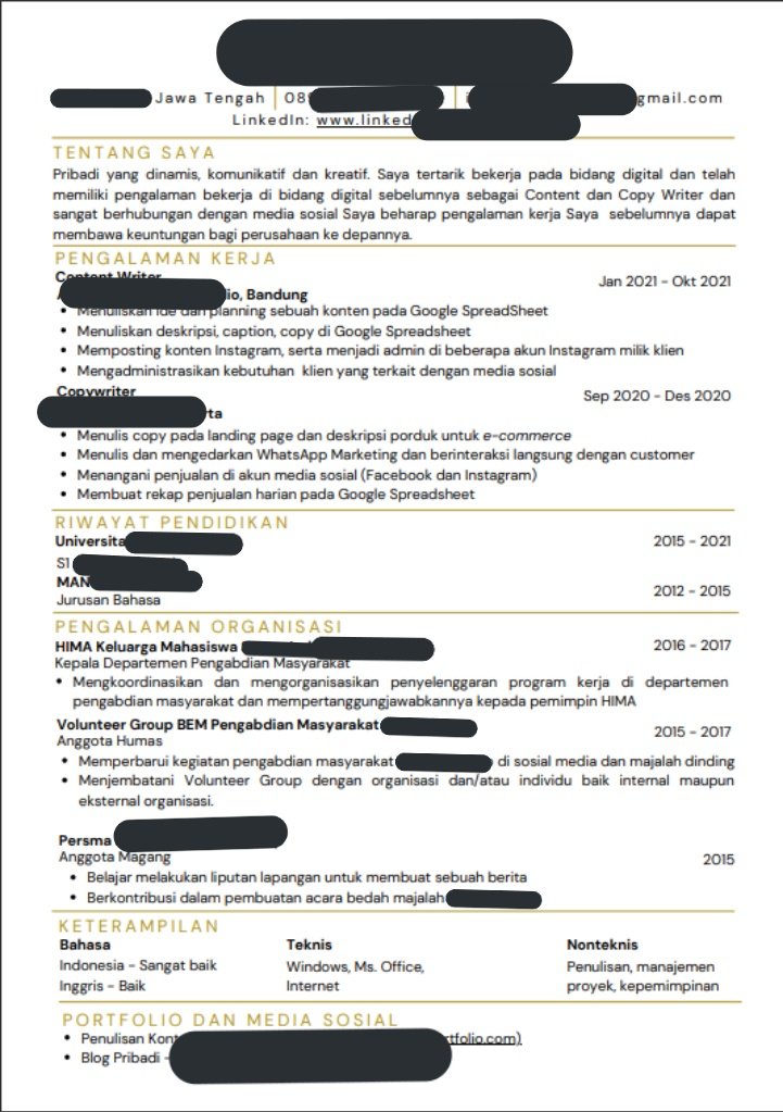 BACA RULES DI (bit.ly/worksfess) on Twitter: "Guys, boleh minta tolong review CV punyaku? TIA ...