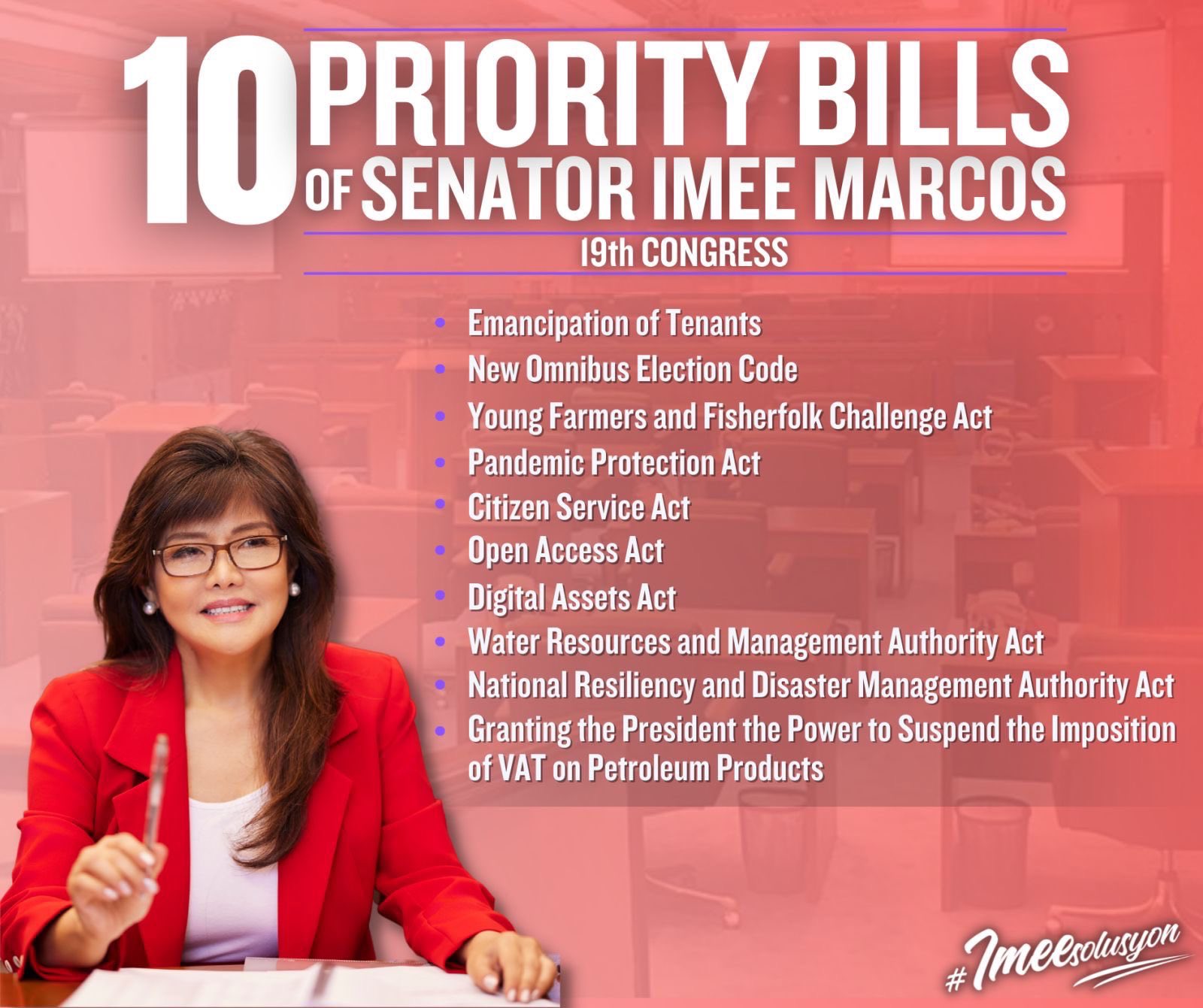 Rappler On Twitter Look The 10 Priority Bills Of Senator Imee Marcos