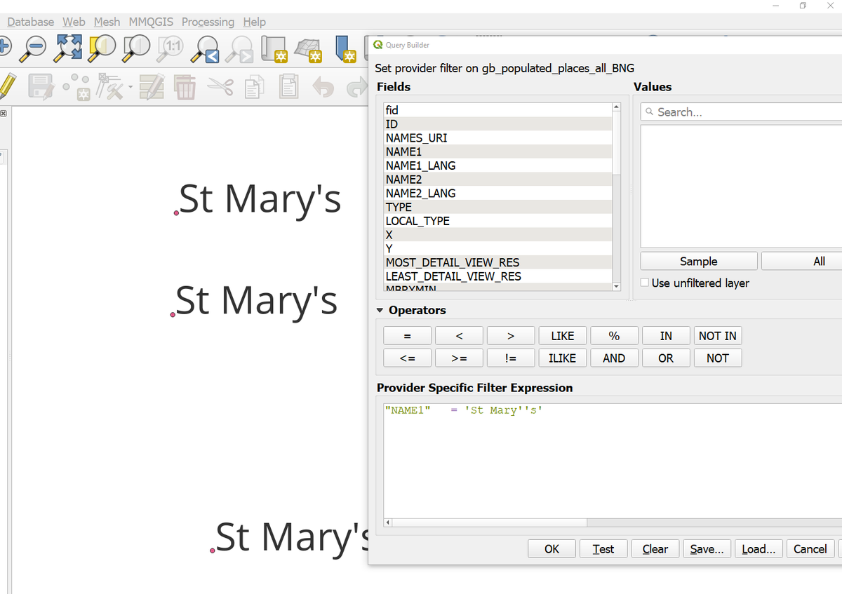 QGIS tip of the day, about apostrophes - e.g. if you want to find all ...