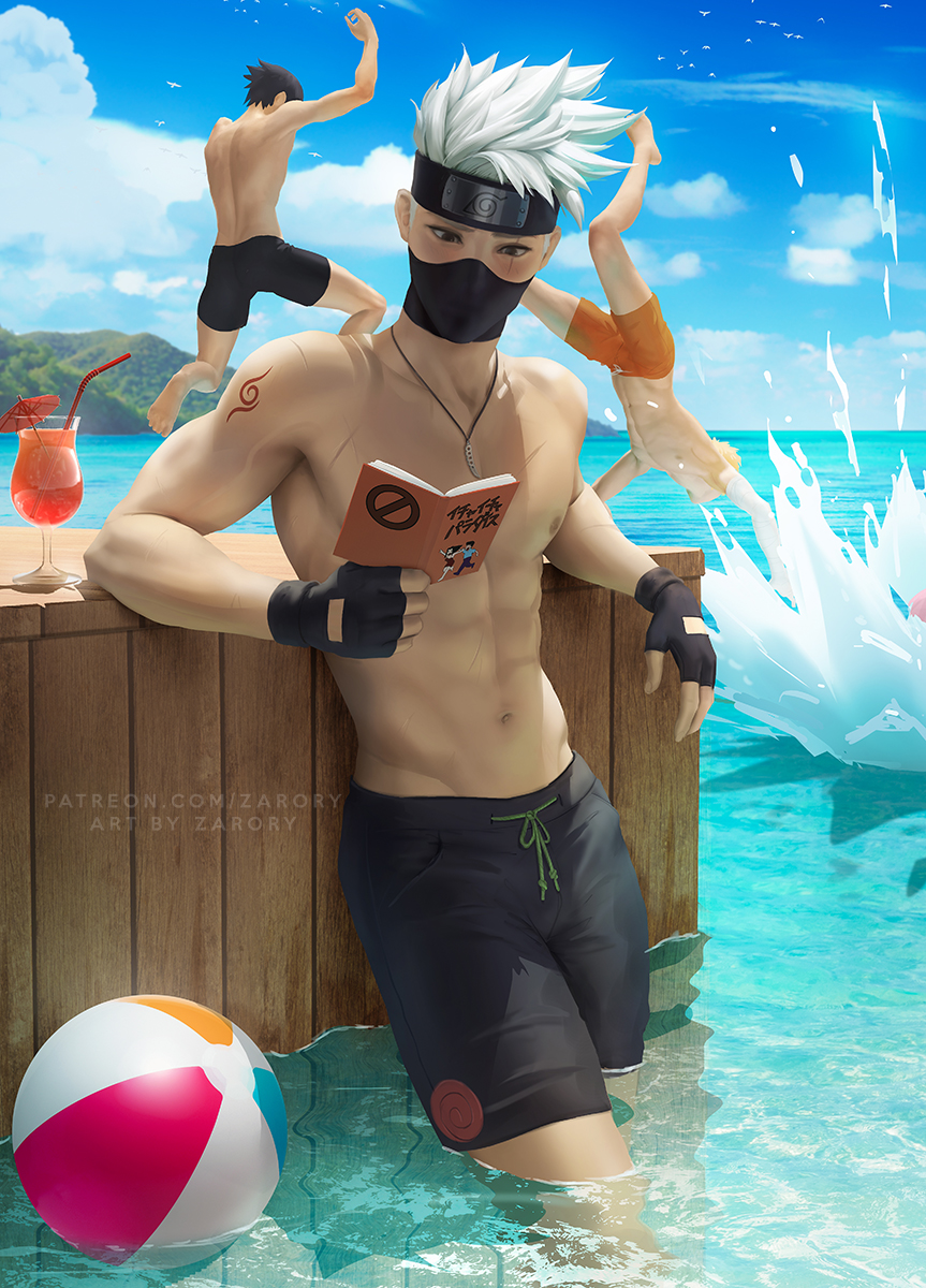 Zarory on Twitter: "Beach Day Kakashi 🏖 How many times do you think he has read that book? 📕 # ...