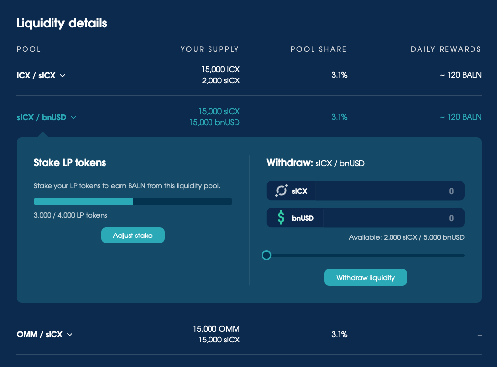 The liquidity details section now supports LP token staking. If you've ...