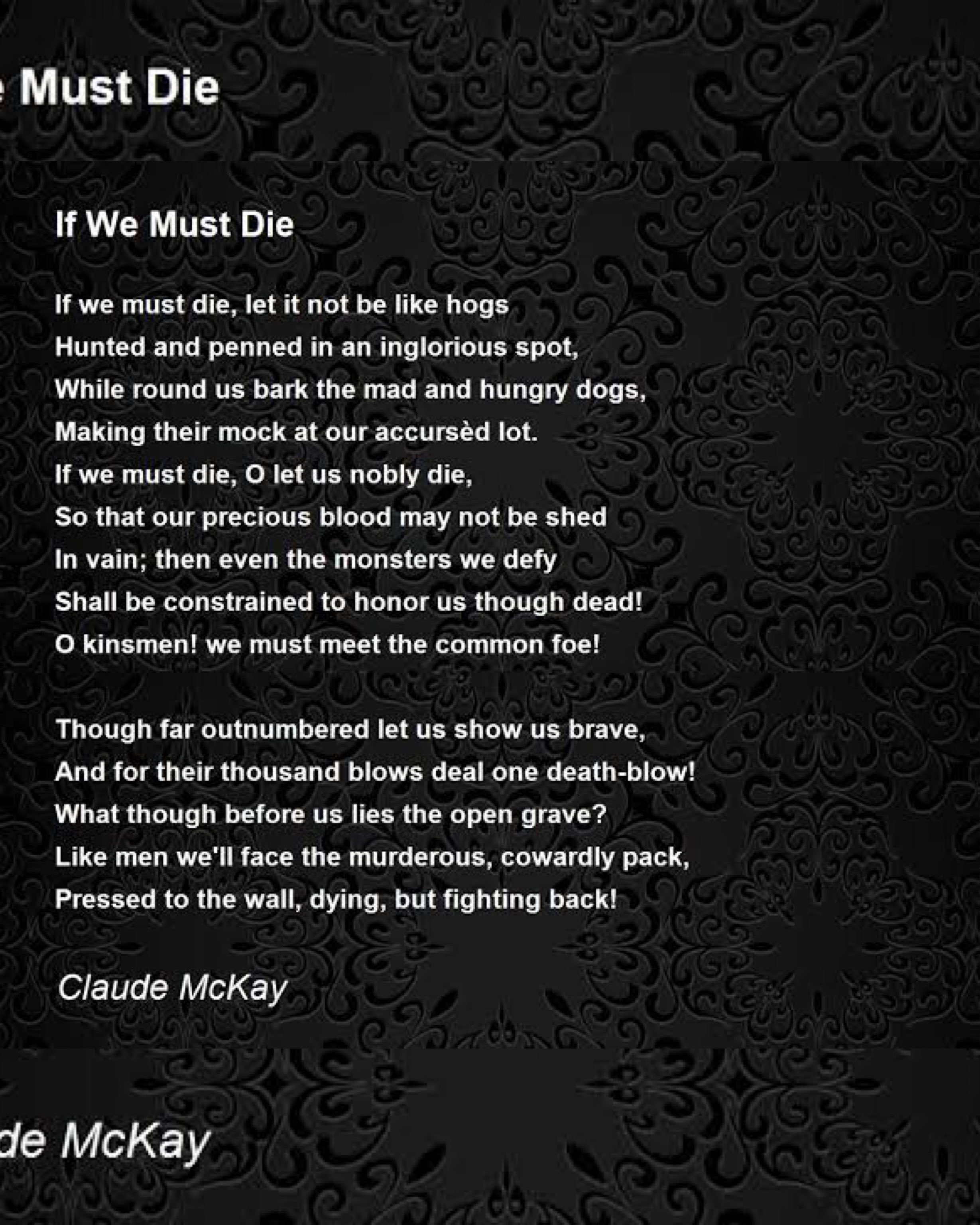 AFRICAN & BLACK HISTORY on Twitter: "If we must die, the famous poem by ...