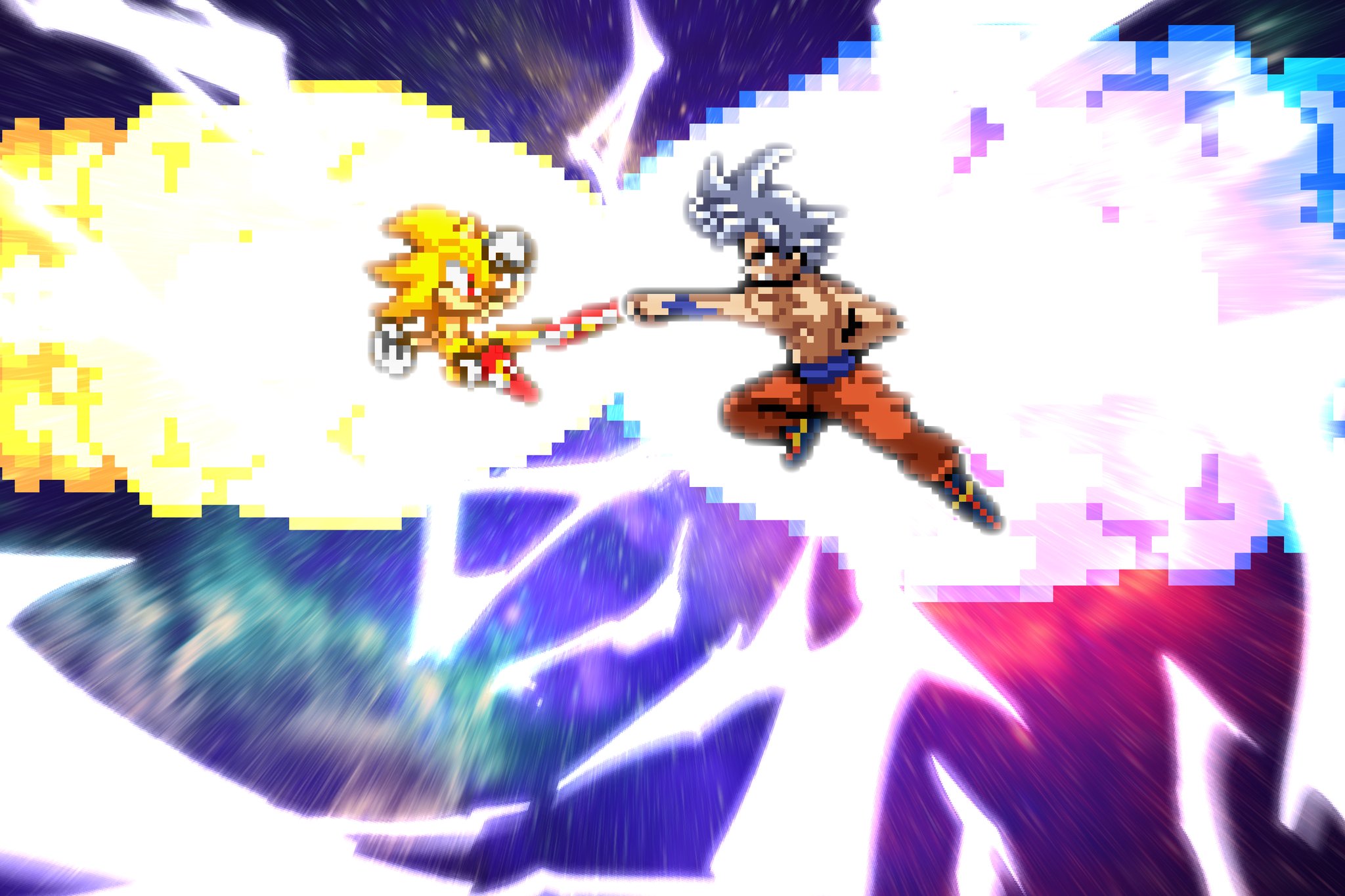 Goku And Sonic Vs Vegeta And Shadow