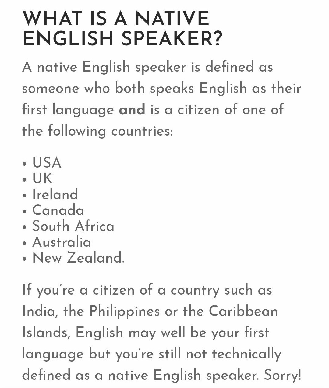 Native English Oh I Guess It's Just Saying I'm A Native English