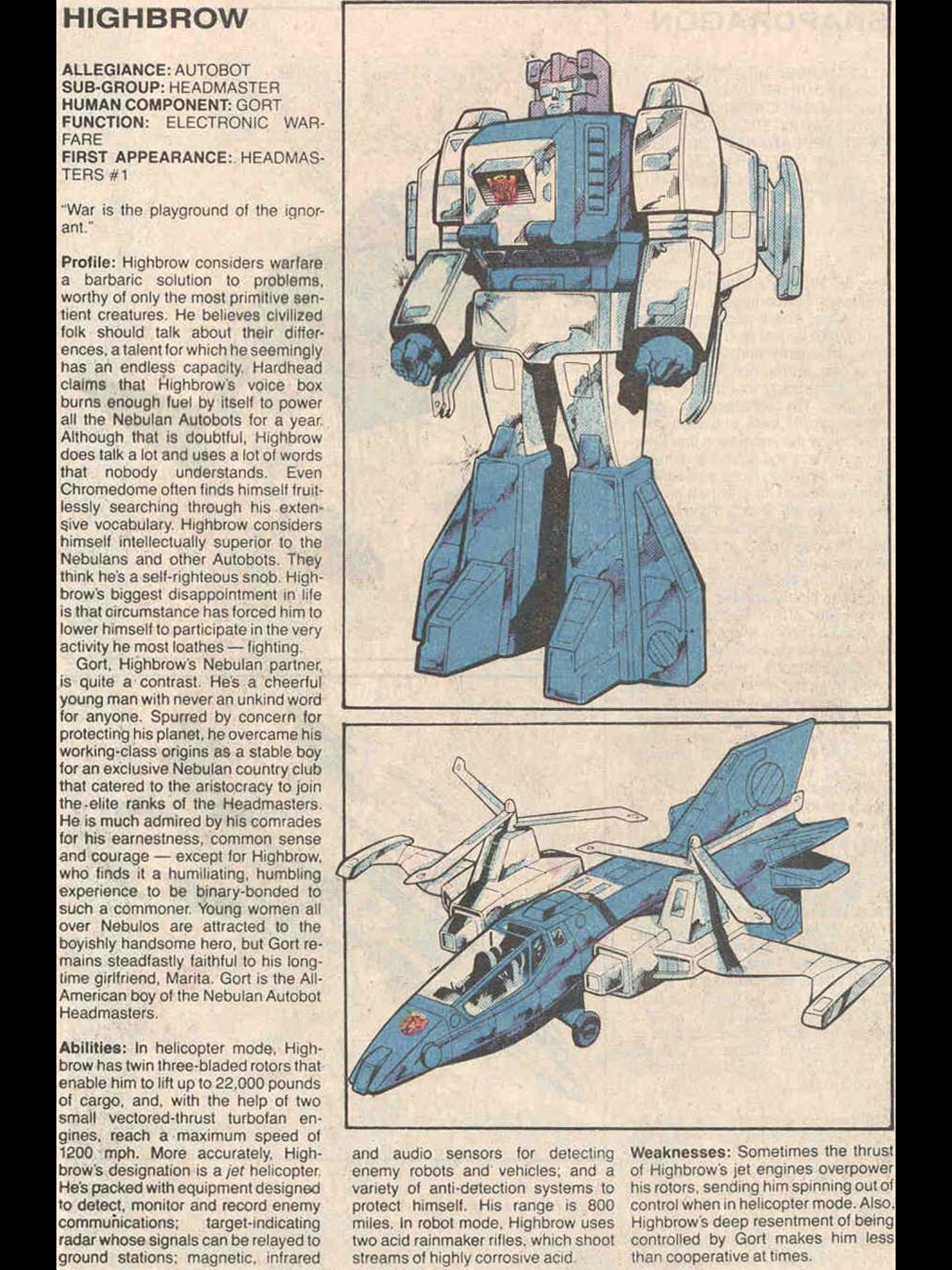 Transformers G1 High Brow