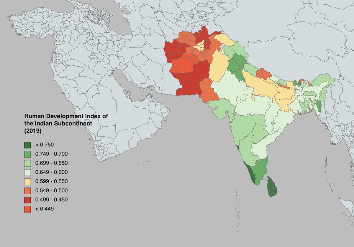 Human Development Index map of the Indian Subcontinent (2019) - Thread ...