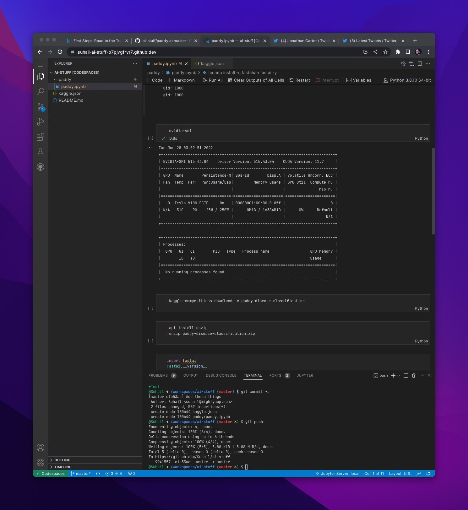 Suhail On Twitter Writing Ai Code From Mightyapp Using Github Codespaces With A V100 Gpu In 7327