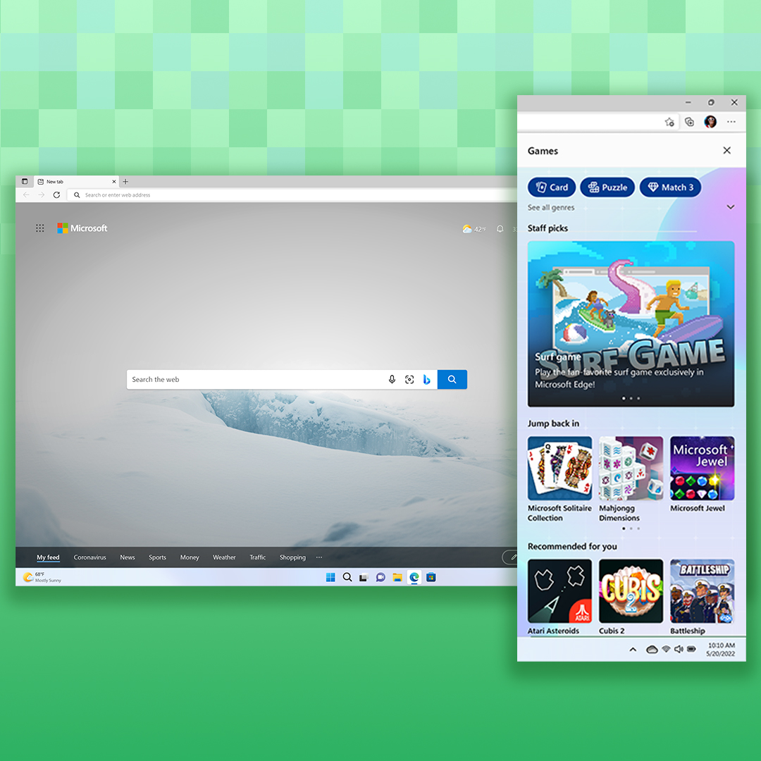 Microsoft Edge on Twitter: "Introducing your one-click wonder for free games. The new Games menu ...