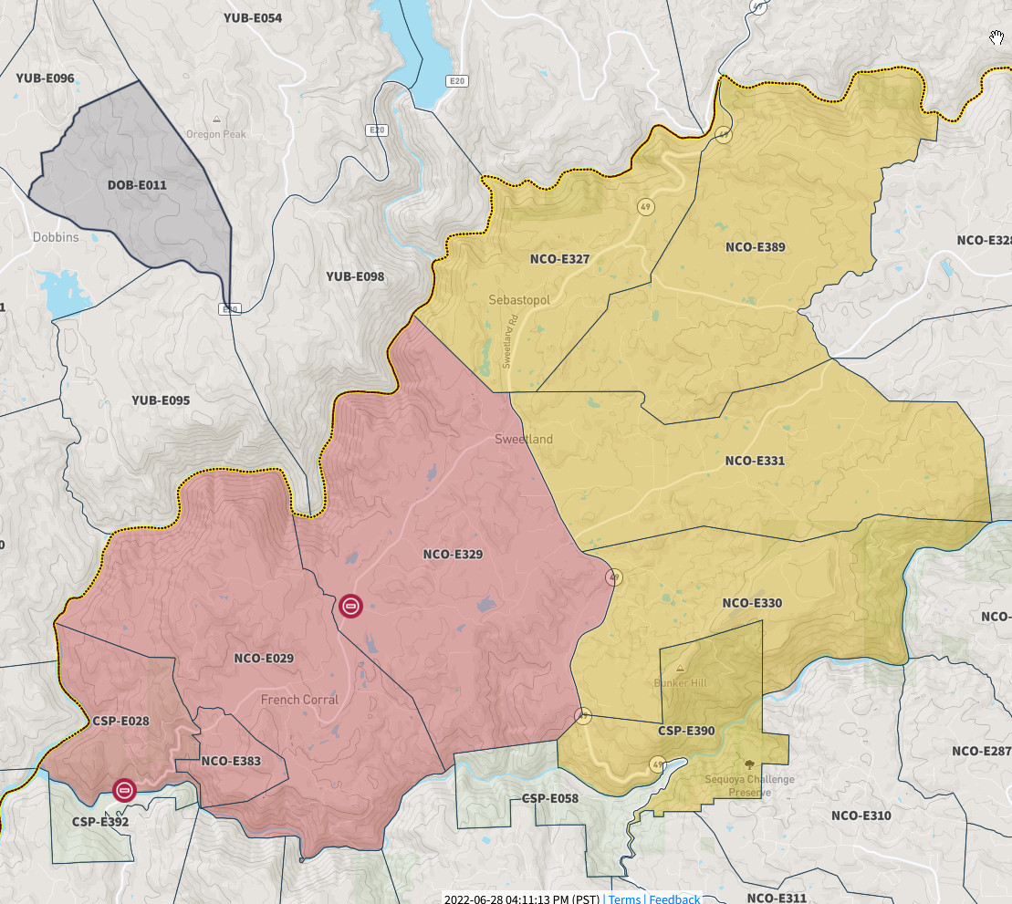 Nevada County Sheriff's Office on Twitter: "Updated ZoneHaven evacuation maps shows the red ...