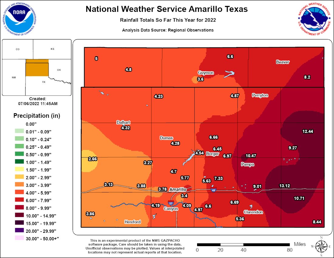 We are about halfway through 2022 and here is a map of total rainfall ...