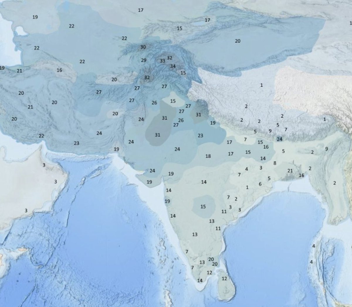 Ancient North Eurasian (ANE) admixture in modern day populations. The ...