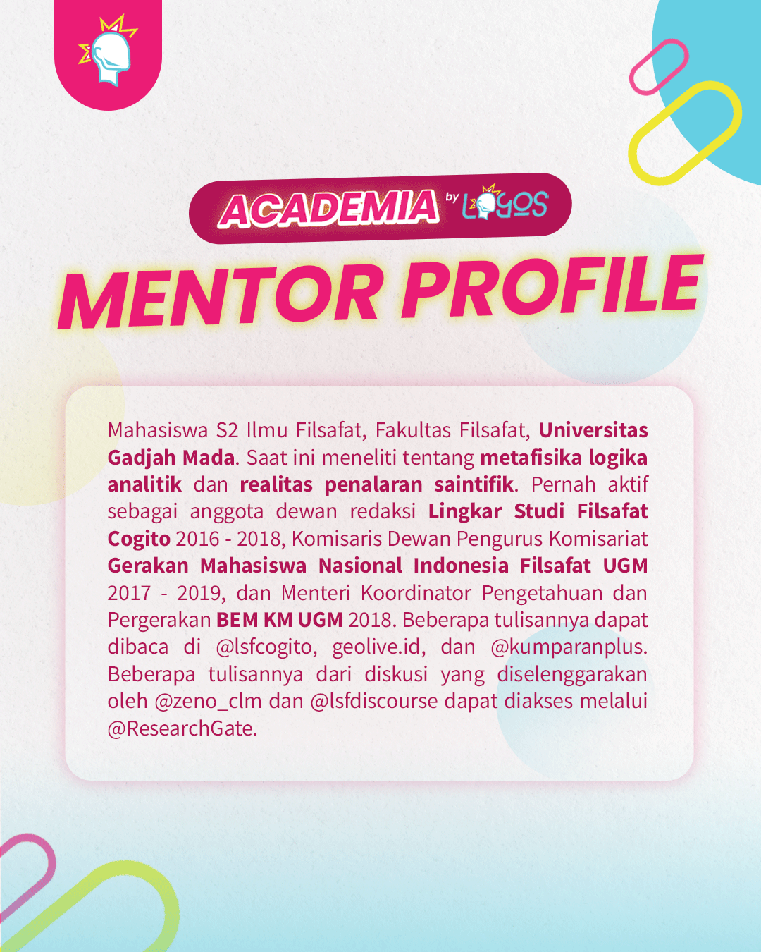 Logos ID on Twitter: "CONFIRMED M. Ahnaf, Mahasiswa S2 Filsafat dari UGM akan menjadi salah satu ...