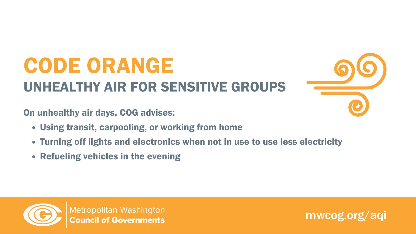 Cog On Twitter Code Orange Unhealthy Air Is Forecast For Tomorrow