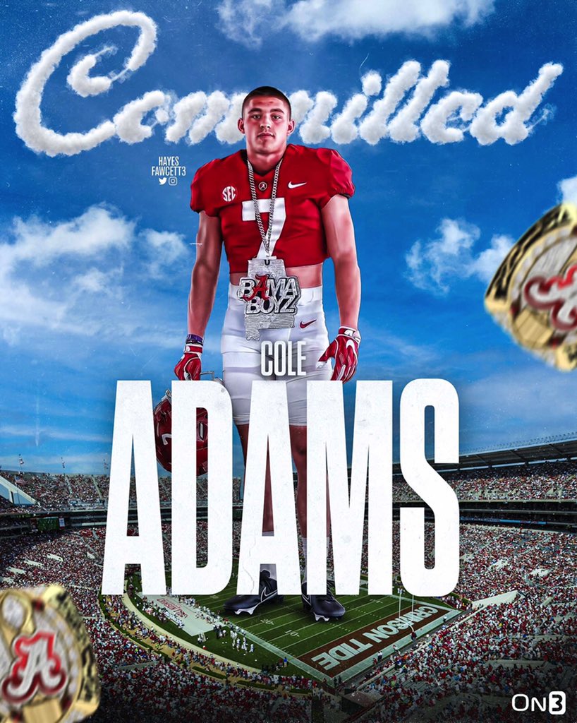 2023 4* WR Cole Adams commits to Alabama : r/CFB