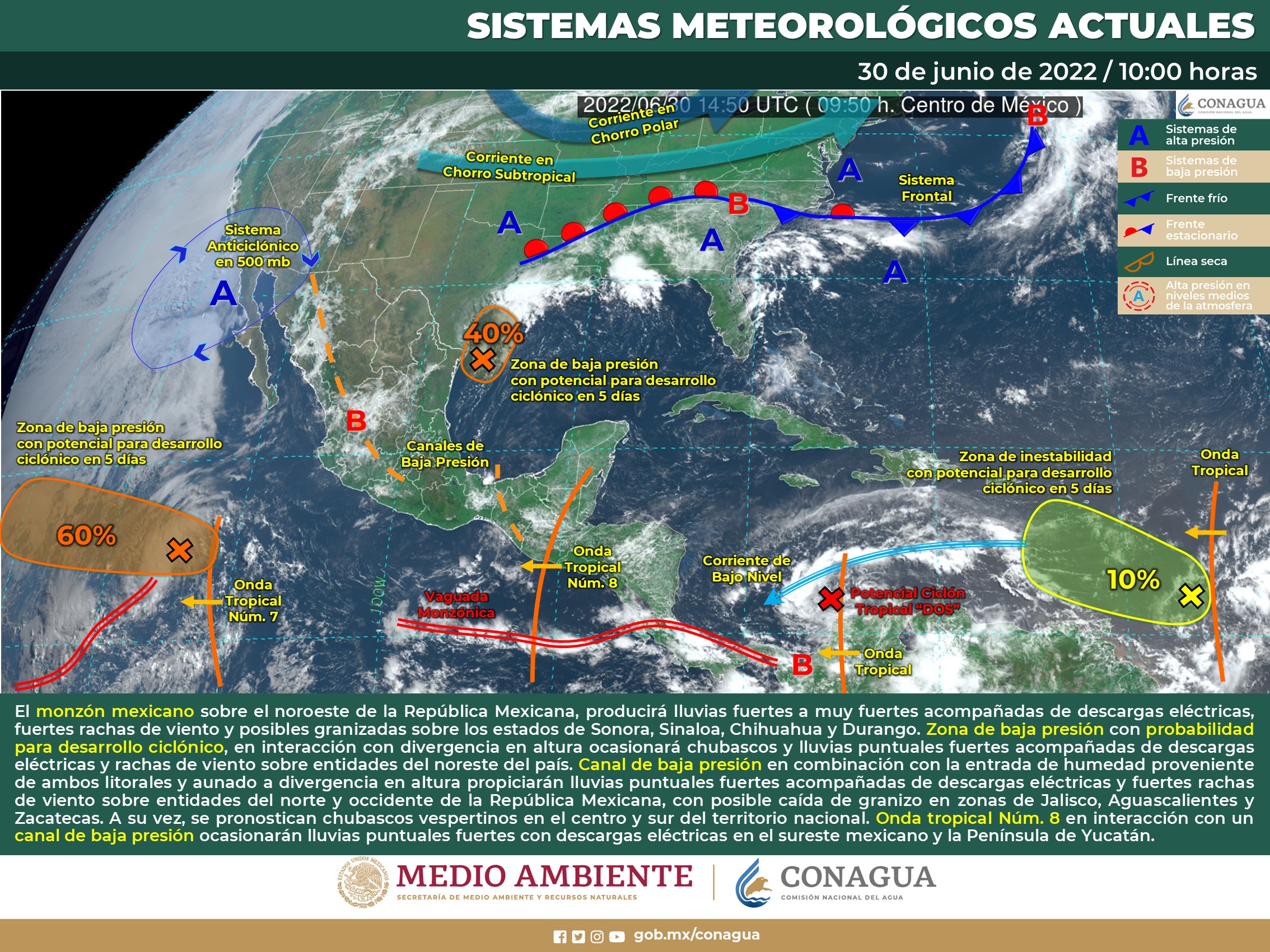 CONAGUA Clima on Twitter: "Sistemas #Meteorológicos actuales y los efectos que están generando ...