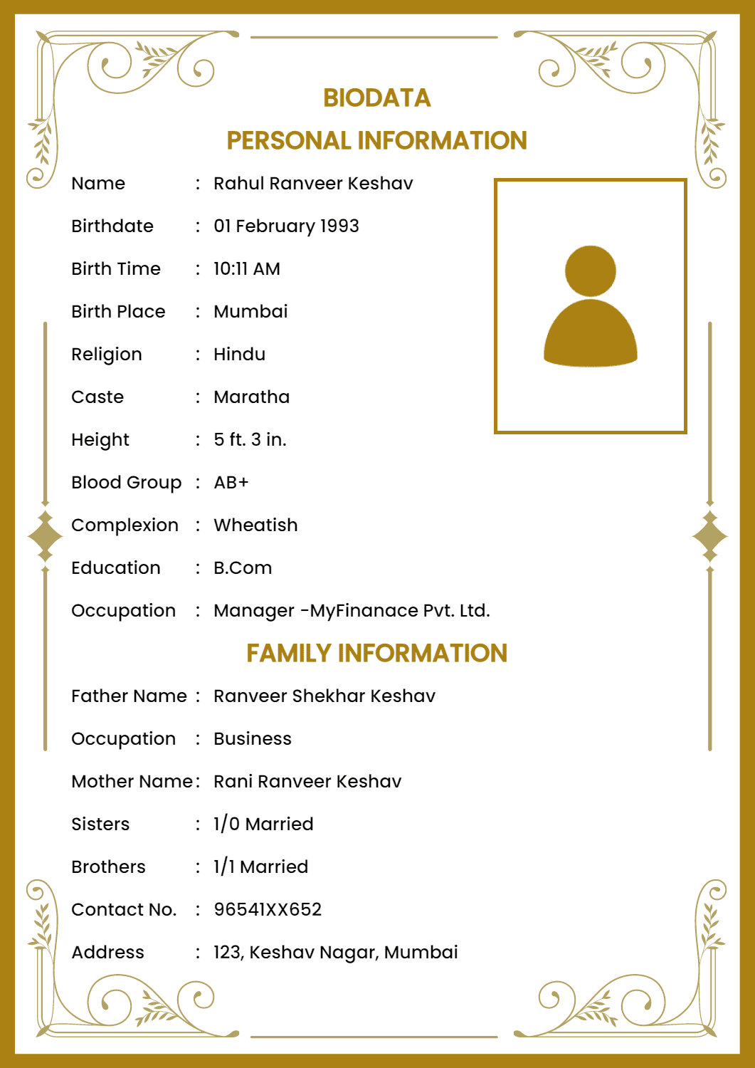Hindu Marriage Biodata Format, 44% OFF