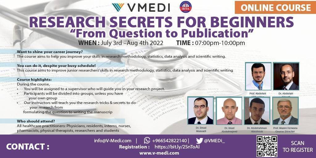 DoctorKSA Medical on Twitter: " Research Secrets for beginners - Online Five Weeks Comprehensive ...