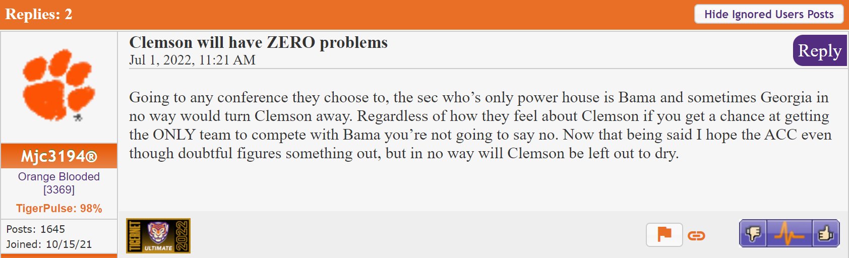 Message Board Geniuses on Twitter: "There is no way that the #SEC wouldn't want #Clemson. They ...
