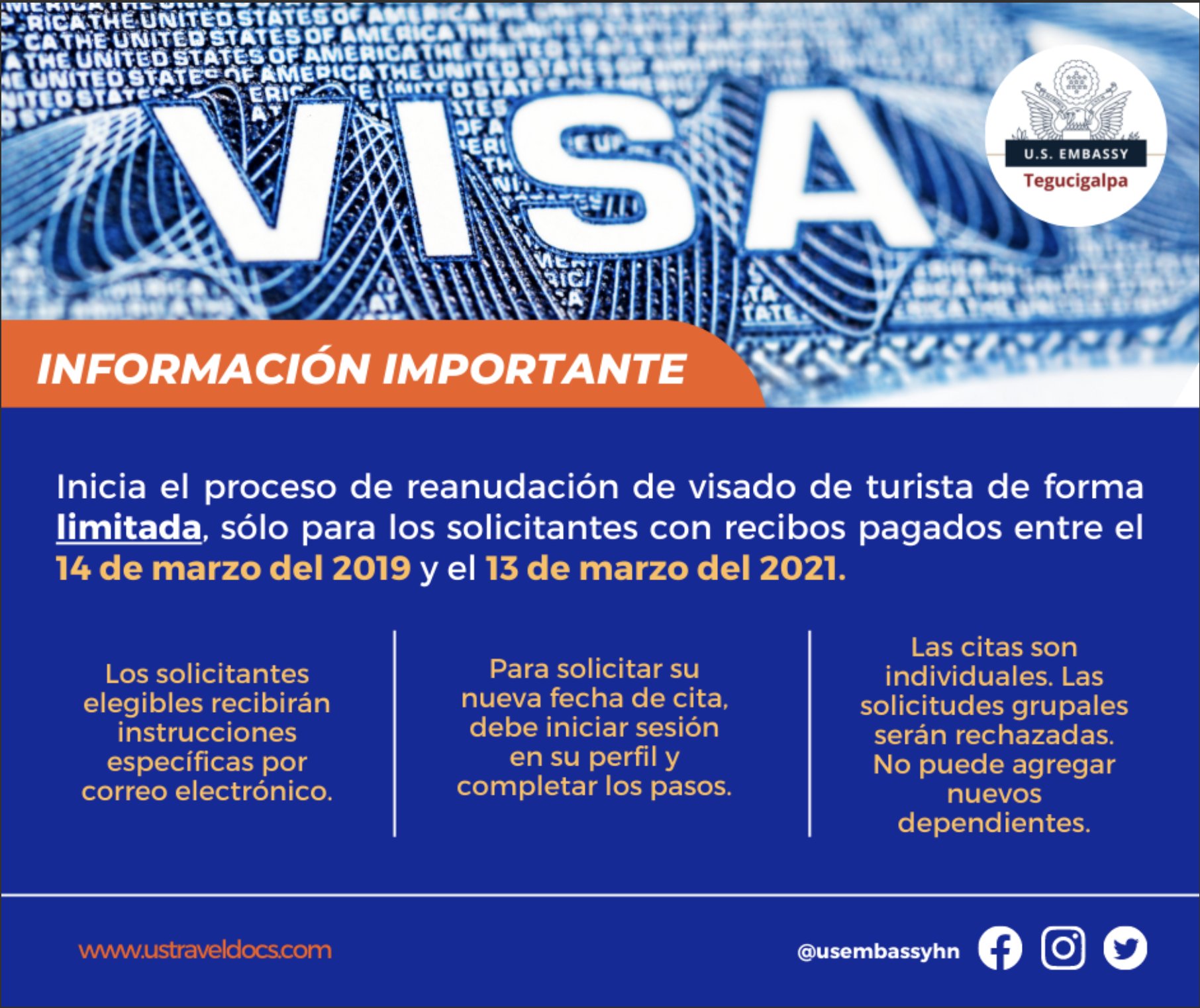 U.S. Embassy Tegucigalpa on Twitter: "La Embajada de los Estados Unidos en Tegucigalpa está ...