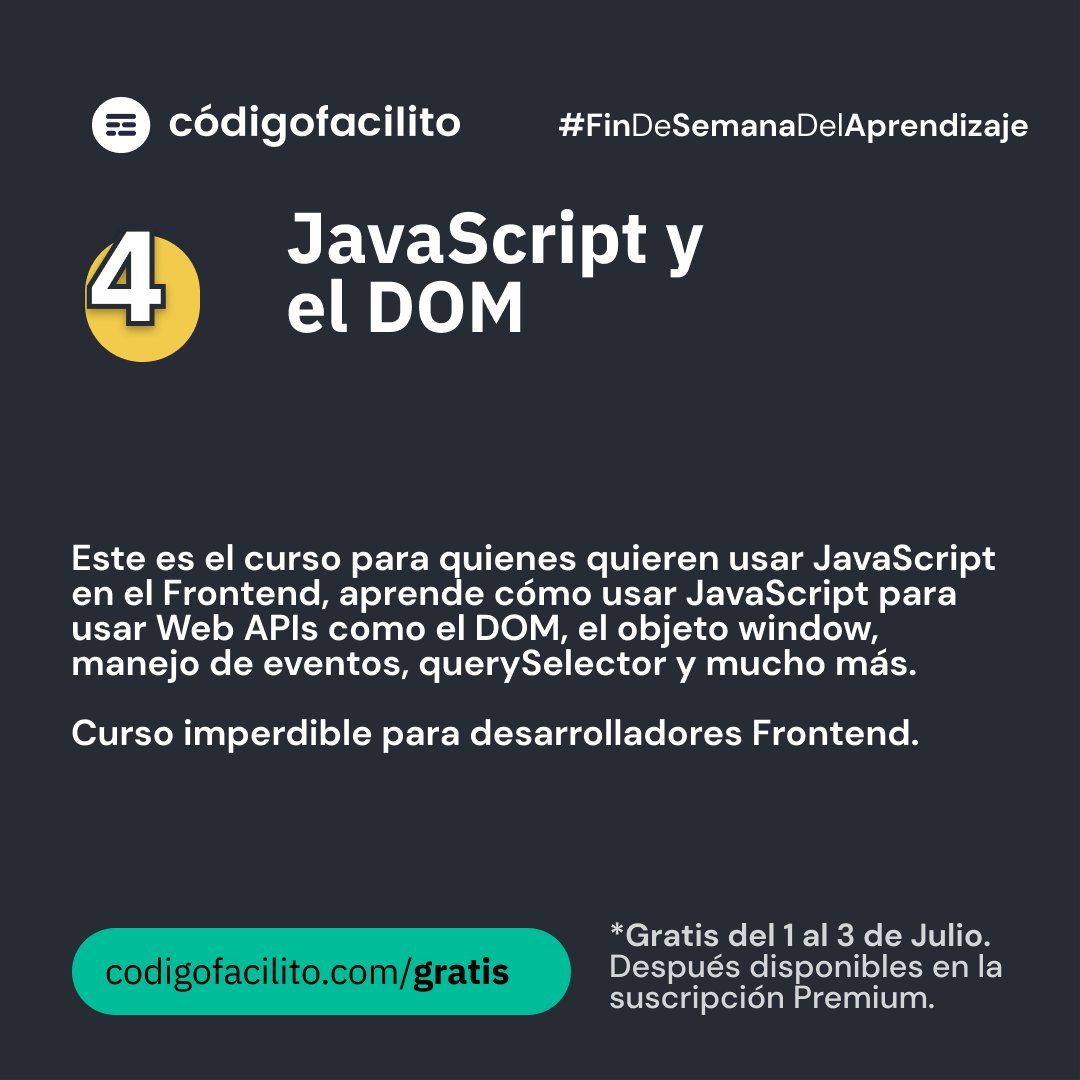 Código Facilito 🐊 on Twitter: "Este es el curso para quienes quieren usar JavaScript en el ...