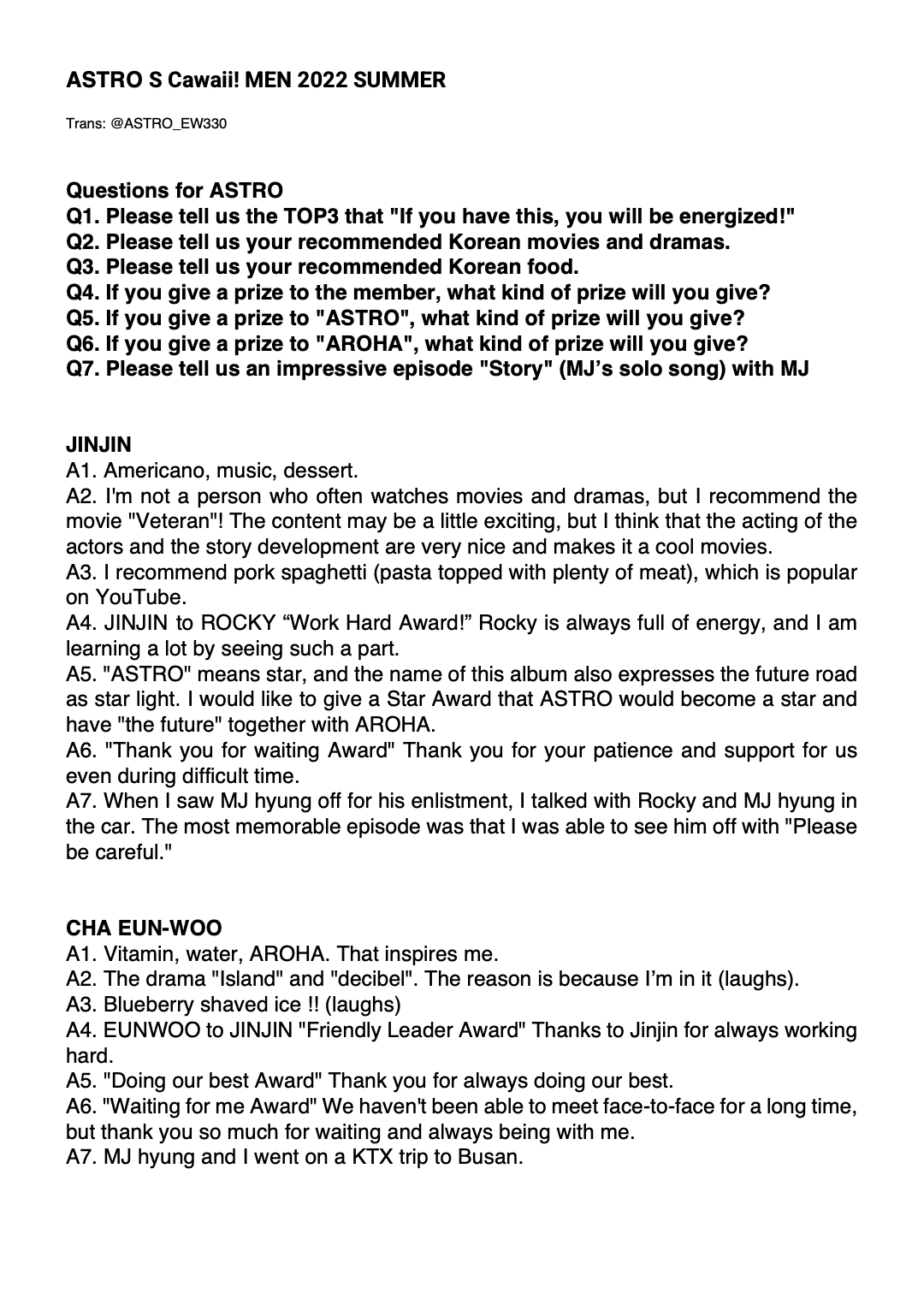 ASTRO🌟아스트로💜 on Twitter: "#ASTRO S Cawaii! MEN 2022 SUMMER #Drive_to_the_Starry_Road # ...