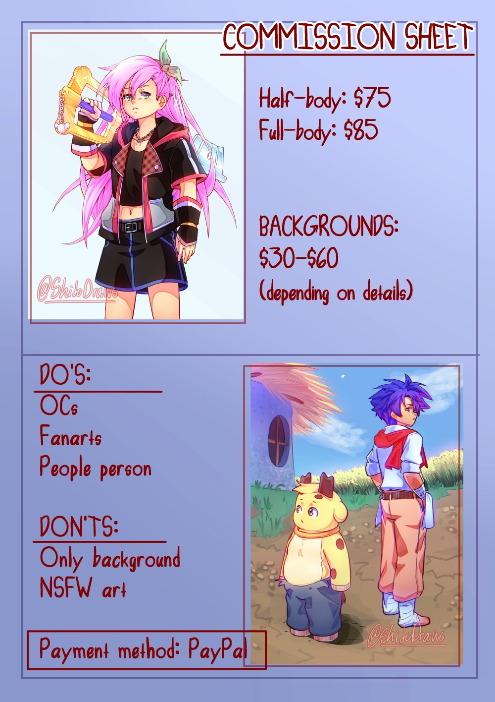 Shido on Twitter: "Hey, guys! I have decided to open commissions for colored sketches if anyone ...