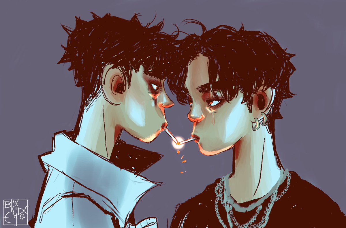 「cigarette kiss 🕯 #sope 」|toni⁷のイラスト