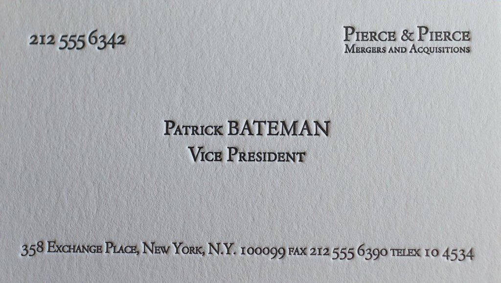 American Psycho Business Card Font