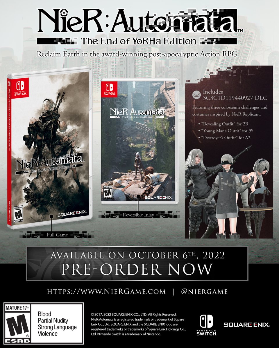 Switch version file size is only 10.8GB. Port done by Virtuos. : r/nier