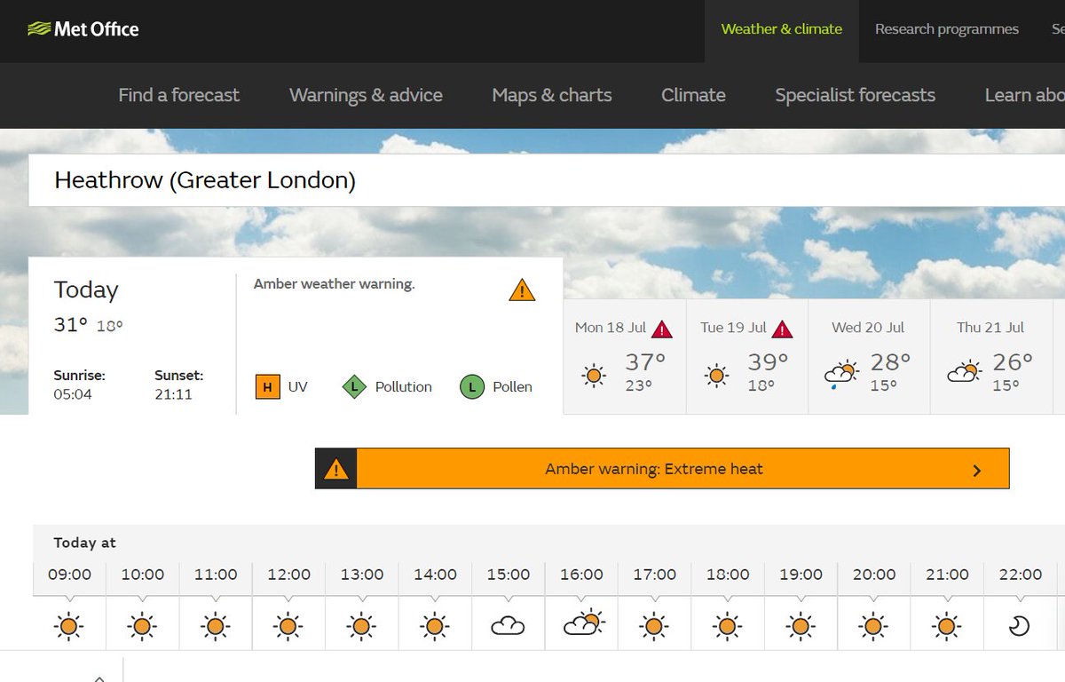 The current Met Office area identified in the 'Red warning - Extreme ...
