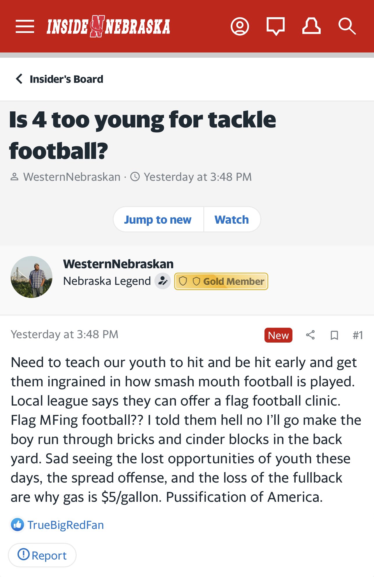 Message Board Geniuses on Twitter: "#Nebraska fan wants to toughen up his four-year-old son. # ...