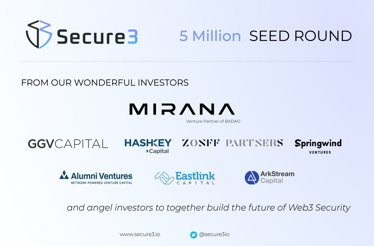 Secure3 on Twitter: "We are excited to announce our $5 million seed round to build the web3 ...