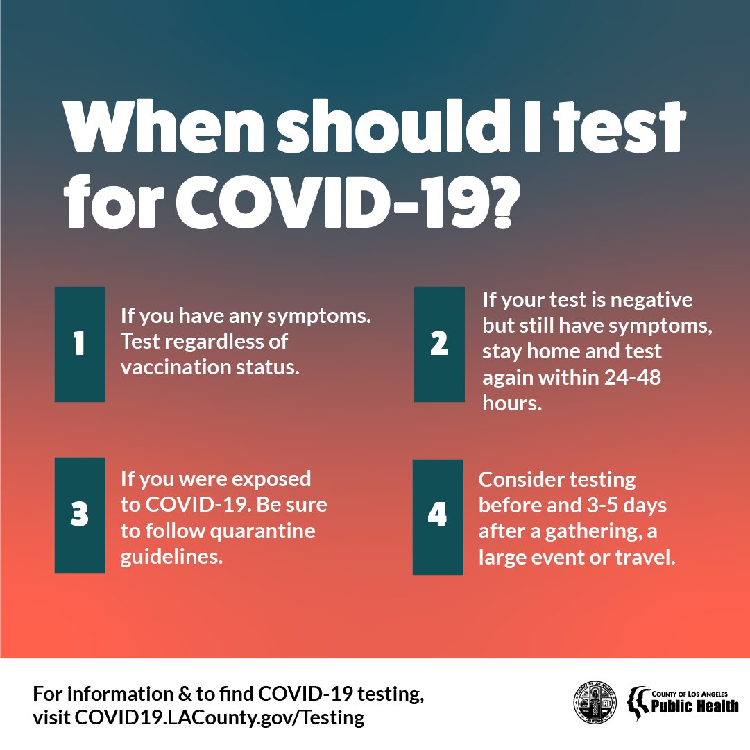 LA Public Health on Twitter: "Here’s when you should test for COVID ...