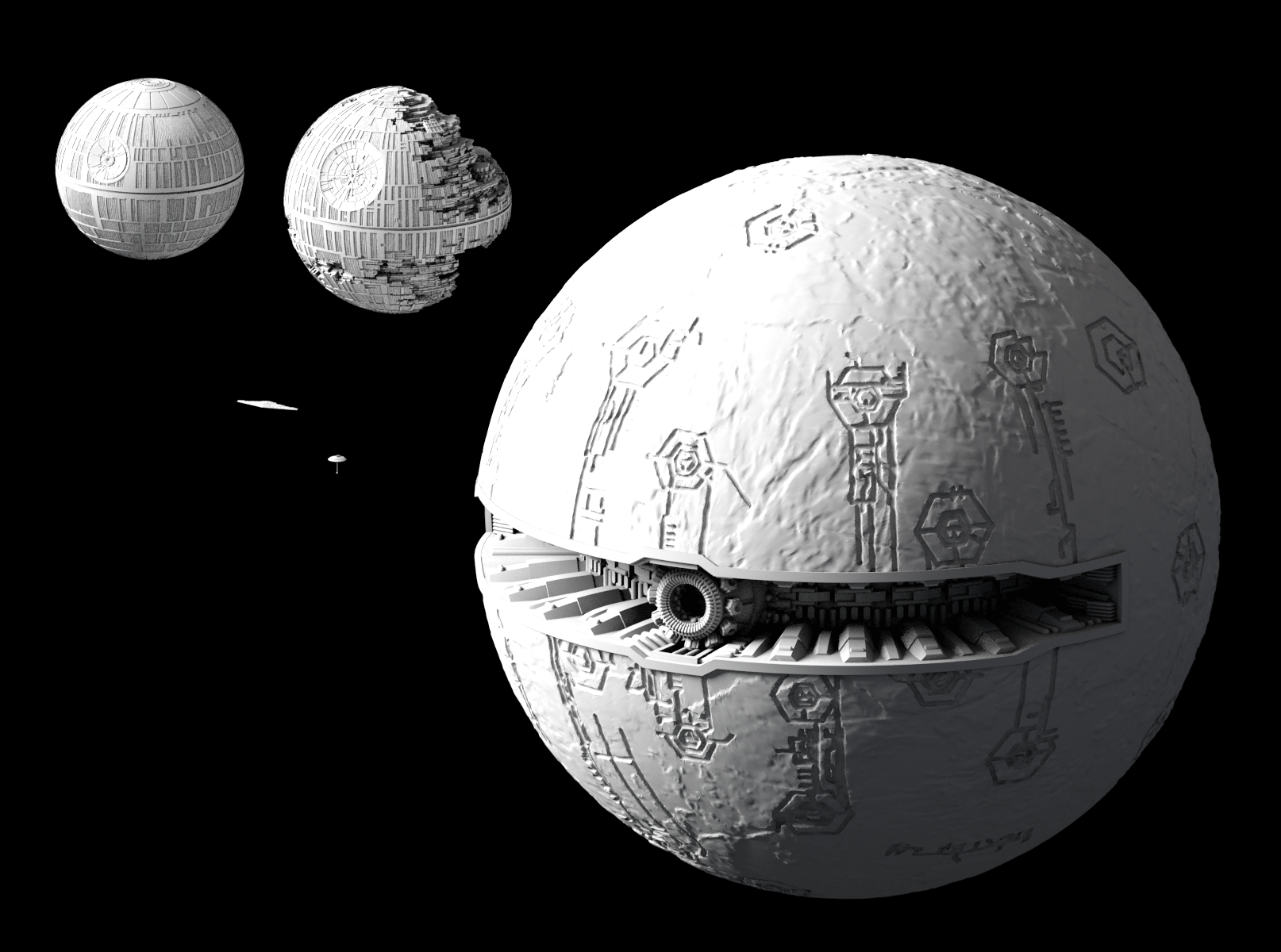 What Is The Size Comparison Between Death Star I Death Watch Behind