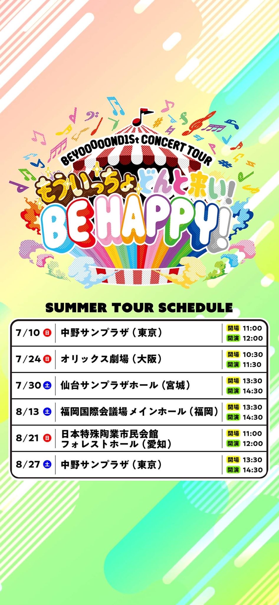 BEYOOOOONDS on Twitter: "今週末から夏のコンサートツアー「BEYOOOOOND1St CONCERT TOUR〜もういっちょどんと来い!BE HAPPY!〜」 今週末 ...