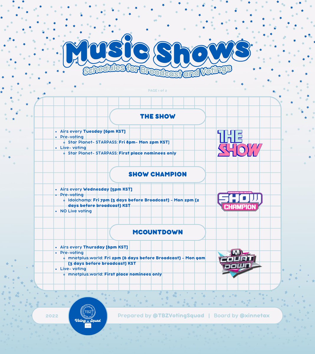 THE BOYZ Charts on Twitter: "📺 Music Shows broadcast and voting time schedules."