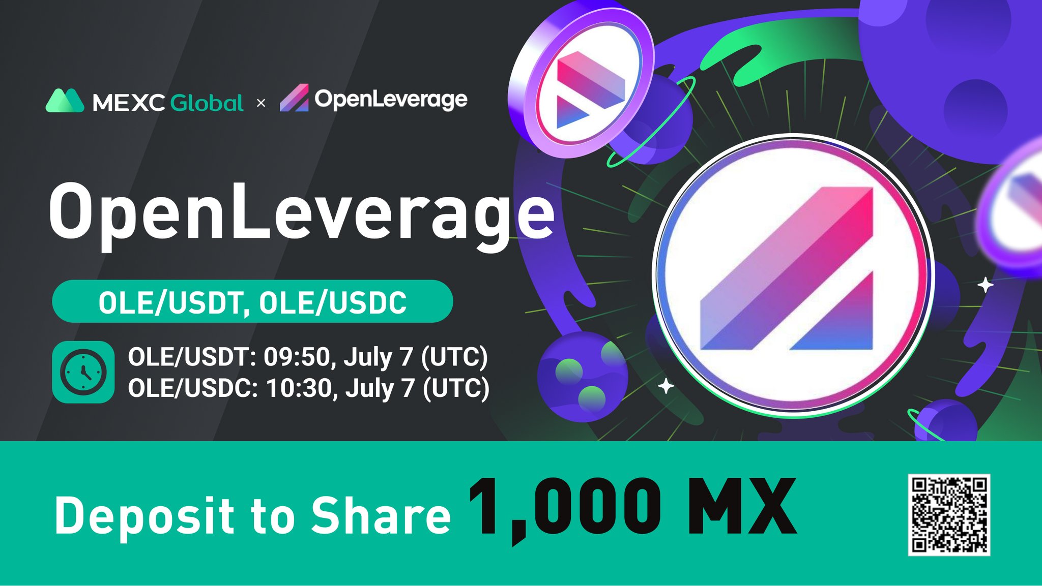 MEXC Global on Twitter: "‼️ @OpenLeverage listing time has been changed! $OLE/USDT: 09:50 Jul 7 ...