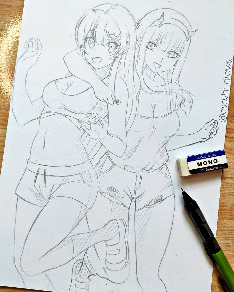 Ecchi-sama on Twitter: "RT @asashi_draws: Zero two x sakurajima mai 💕[wip] @asashi_draws"