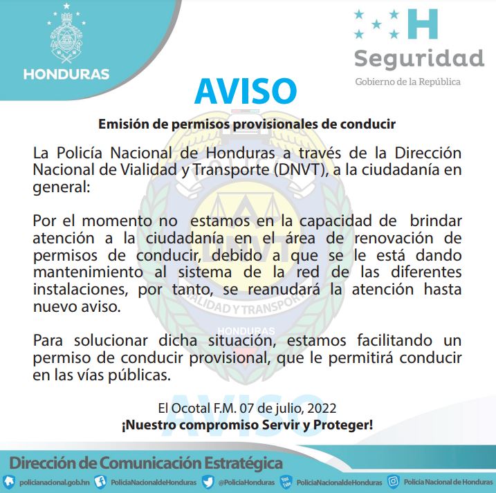 Policía Nacional De Honduras On Twitter 🚨 Aviso🚨 La Policía Nacional