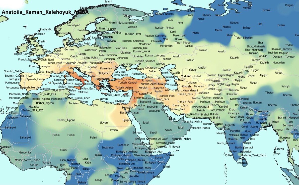Nrken19 on Twitter: "Map of genetic distance to Middle/Late Bronze Age Anatolia - Kaman ...