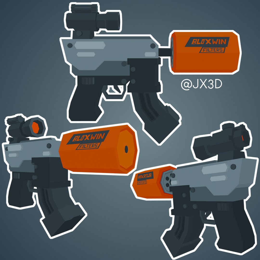 J3D on Twitter: "automatic pistol w attachments (oil filter and sight) #b3d #blender #roblox # ...