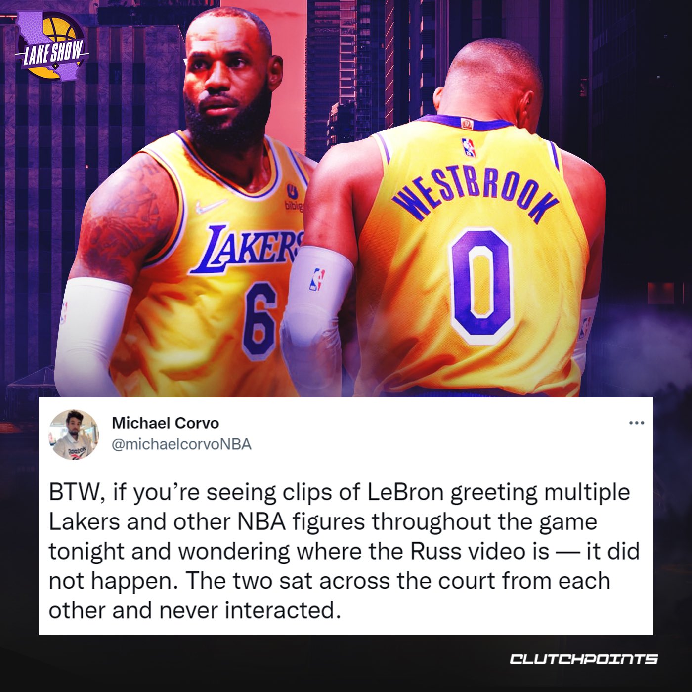 ClutchPoints on Twitter: "LeBron James was seen interacting with Lakers HC Darvin Ham and GM Rob ...