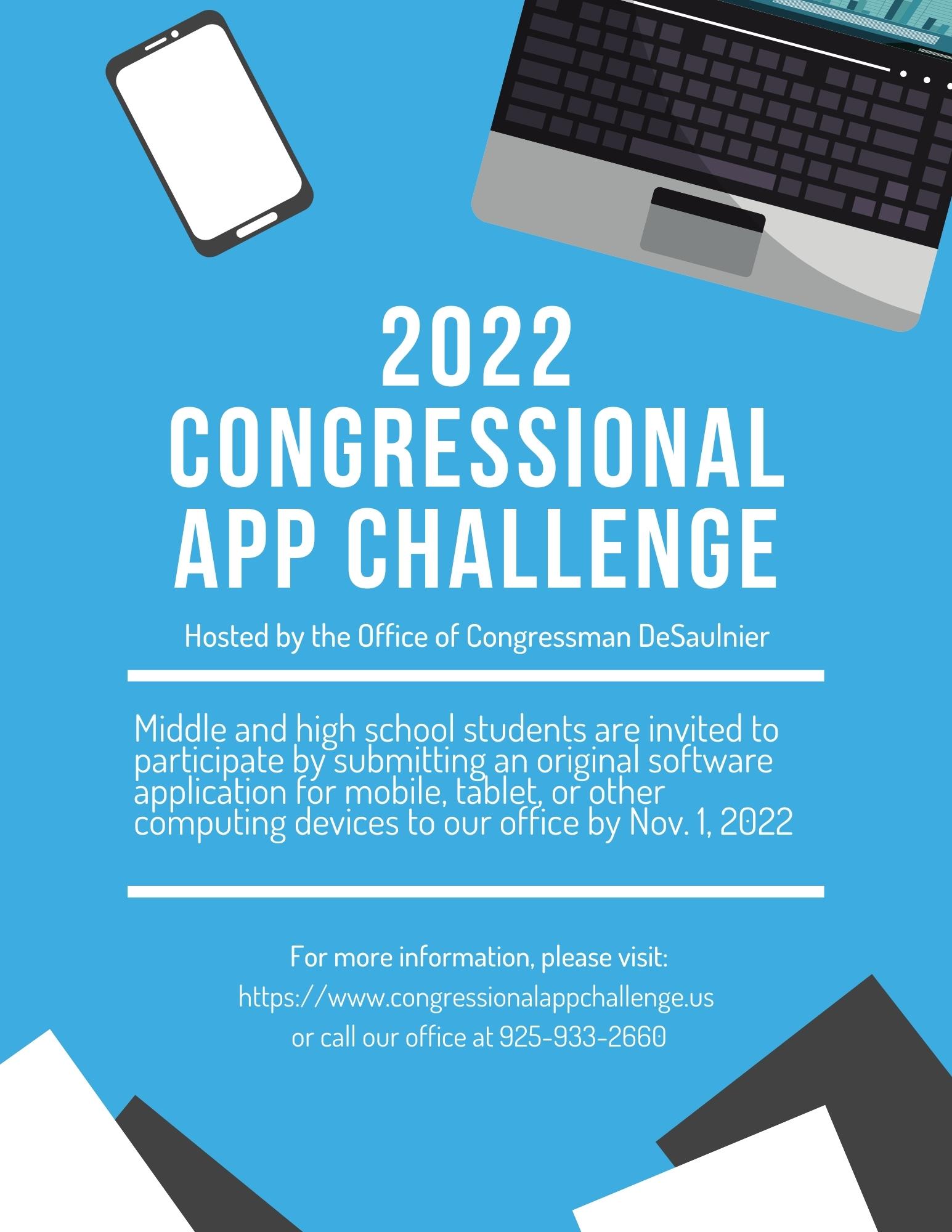 Mark DeSaulnier on Twitter: "Registration for the 2022 Congressional App Challenge (CAC) is now ...